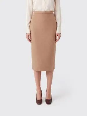 Max Mara Wool Knit Midi Pencil Skirt With High Waist - Cream
