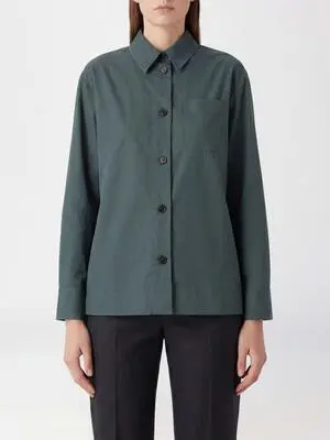 Max Mara Cotton Shirt With French Collar And Patch Pocket - Gray