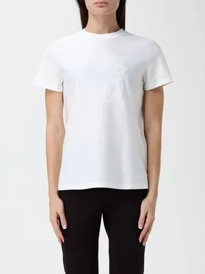 Max Mara Crewneck Cotton T-shirt With Tone-on-tone Monogram