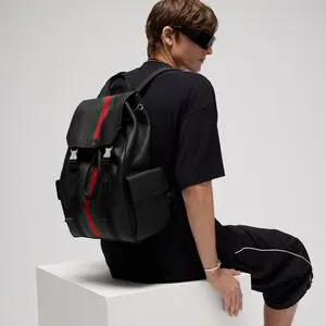 Gucci Web Trademark Medium Backpack Leather