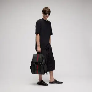 Gucci Web Trademark Medium Backpack Leather