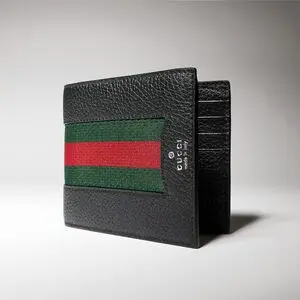 Gucci Web Trademark Bi-fold Wallet Leather