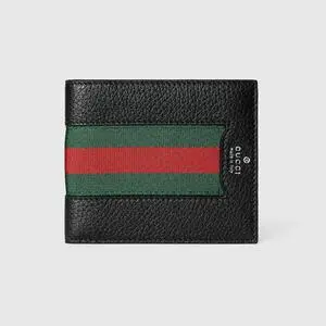 Gucci Web Trademark Bi-fold Wallet Leather - Black