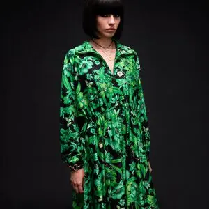 Gucci Printed Shiny Stretch Silk Long Dress