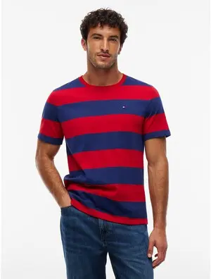 Tommy Hilfiger Rugby Stripe T-shirt - Medium Red