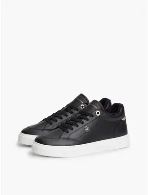 Tommy Hilfiger Fleece-lined Leather Cupsole Sneaker - Black