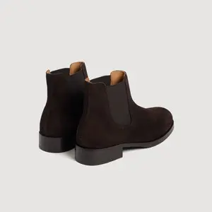 Sandro Split Leather Chelsea Boots - Chocolate