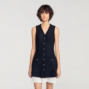 Sandro Short Two-tone Tweed Dress