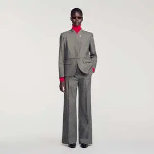 Sandro Wool Suit Jacket - Grey