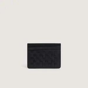 Sandro Braided Leather Card Holder - Black