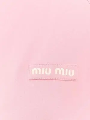 Miu Miu Silk Blend Cardigan With Embroidered Logo Patch - Multicolor