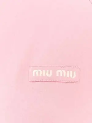 Miu Miu Silk Blend Cardigan With Embroidered Logo Patch
