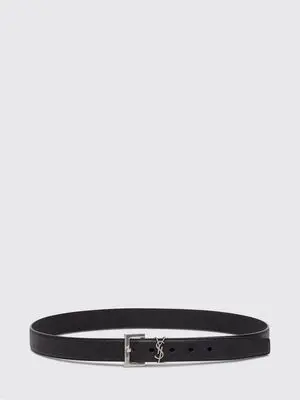 Saint Laurent Monogram Lambskin Leather Belt - Black