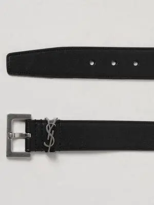 Saint Laurent Monogram Lambskin Leather Belt - Black
