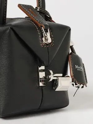 Max Mara Holdall Mini Smooth Leather Boston Bag With Charm - Black
