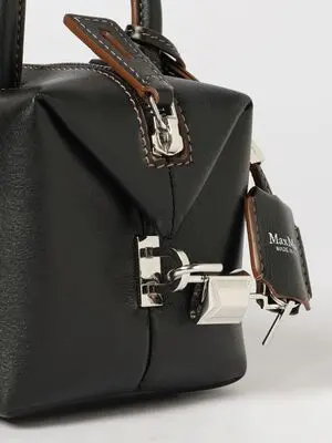 Max Mara Holdall Mini Smooth Leather Boston Bag With Charm - Black