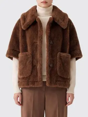 Max Mara Short Camel Fur Jacket With Classic Collar - Brown