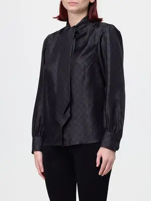 Gucci Pussy-bow Blouse In Pure Silk With All-over Gg Monogram