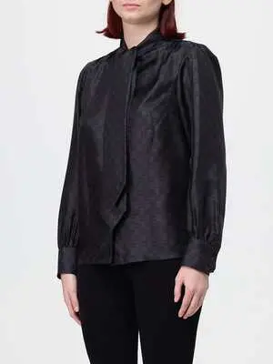Gucci Pussy-bow Blouse In Pure Silk With All-over Gg Monogram - Black