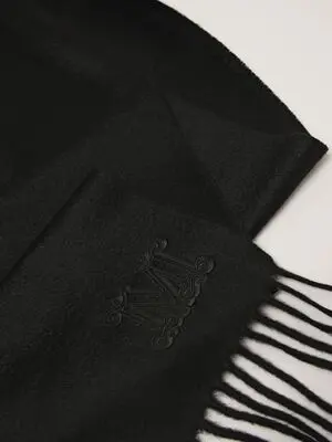 Max Mara Dalia Monogram Pure Cashmere Scarf With Fringed Edges