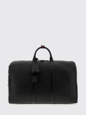 Gucci Gg Emblem Travel Bag In Leather With Embossed Gg Monogram