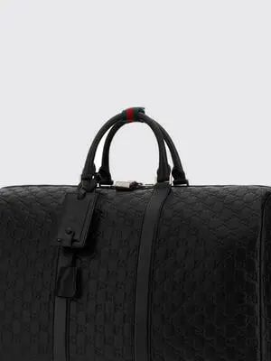 Gucci Gg Emblem Travel Bag In Leather With Embossed Gg Monogram