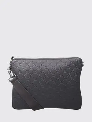 Gucci Gg Shoulder Bag In Leather - Gray