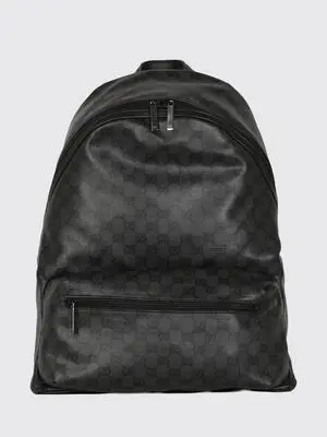 Gucci Gg Monogram Coated Cotton Backpack With Adjustable Shoulder Straps - Black