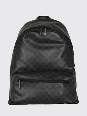 Gucci Gg Monogram Coated Cotton Backpack With Adjustable Shoulder Straps - Black
