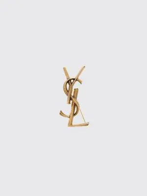 Saint Laurent Cassandre Monogram Brooch In Brass - Multicolor