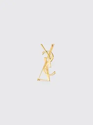 Saint Laurent Cassandre Monogram Brooch In Brass