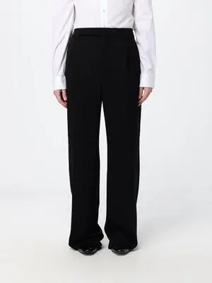 Saint Laurent Wide-leg Wool Tailored Trousers With A Mid-rise Waist - Black