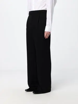 Saint Laurent Wide-leg Wool Tailored Trousers With A Mid-rise Waist - Black