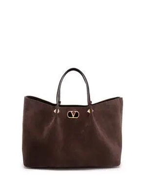 Valentino Garavani Large Shopping Bag In Soft Suede - Multicolor