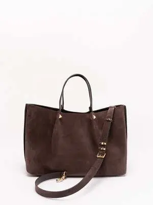 Valentino Garavani Large Shopping Bag In Soft Suede - Multicolor