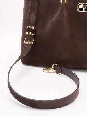 Valentino Garavani Large Shopping Bag In Soft Suede - Multicolor