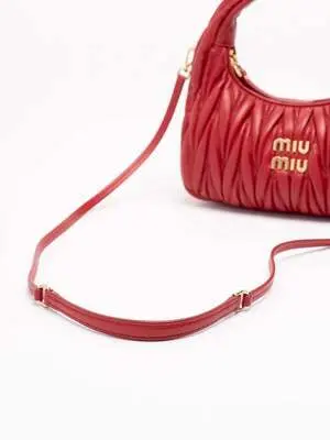 Miu Miu Wander` Matelassé Leather Hobo Bag
