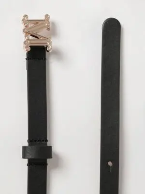 Max Mara Leather Logo Buckle Belt - Black