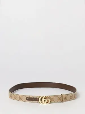 Gucci Gg Marmont Leather Belt With Double G Buckle - Cream