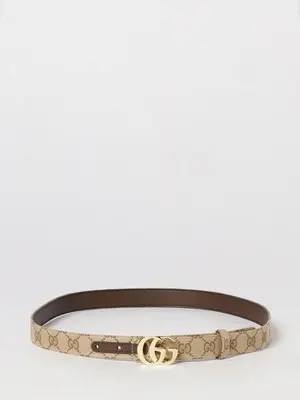 Gucci Gg Marmont Leather Belt With Double G Buckle - Cream