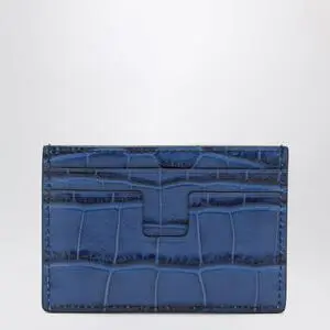 TOM FORD Card Holder In Glossy Crocodile-effect Leather