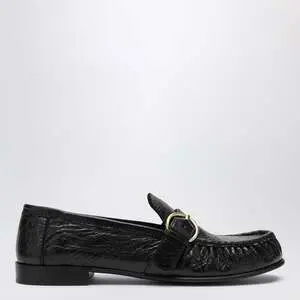 Miu Miu Leather Loafers With Crinkled Vintage-effect Finish - Black