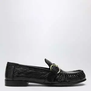 Miu Miu Leather Loafers With Crinkled Vintage-effect Finish - Black