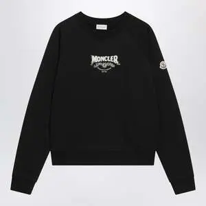 Moncler Sweatshirt With Logo Embroidery - Black