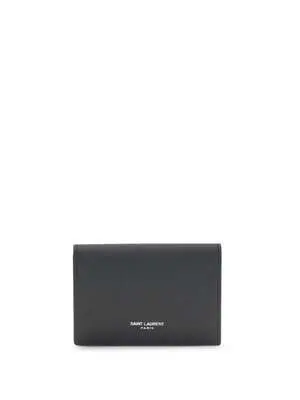 Saint Laurent Grain De Poudre Leather Business Card Holder