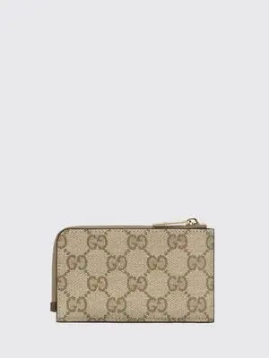 Gucci Gg Supreme Canvas Wallet With Web Stripe And Zip Closure
