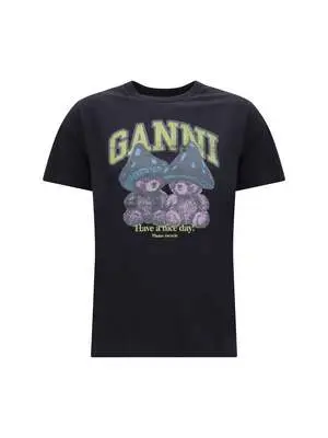 GANNI Mushroom Teddy Cotton T-shirt - Gray