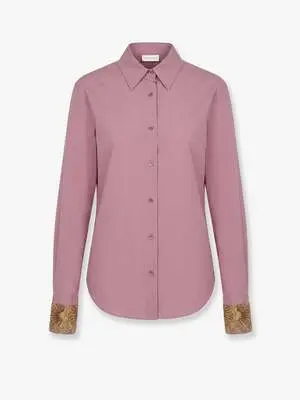 Dries Van Noten Chloris Cotton Shirt With Embroiders Cuffs - Multicolor