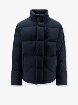 Stone Island Cotton Nylon Tela Down Jacket With Iconic Patch - Multicolor