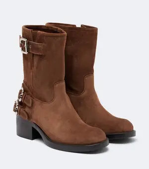Chloé Dakota Suede Biker Boots - Brown
